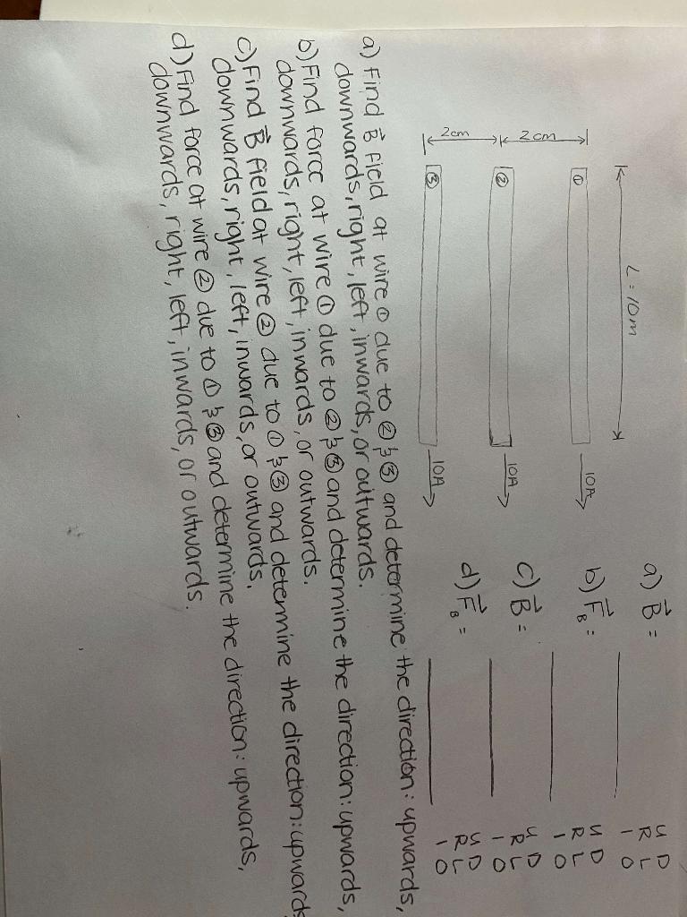 Solved a) B = и u D R L L=10m 10A , UD RL e k 2cm C) = UD | Chegg.com