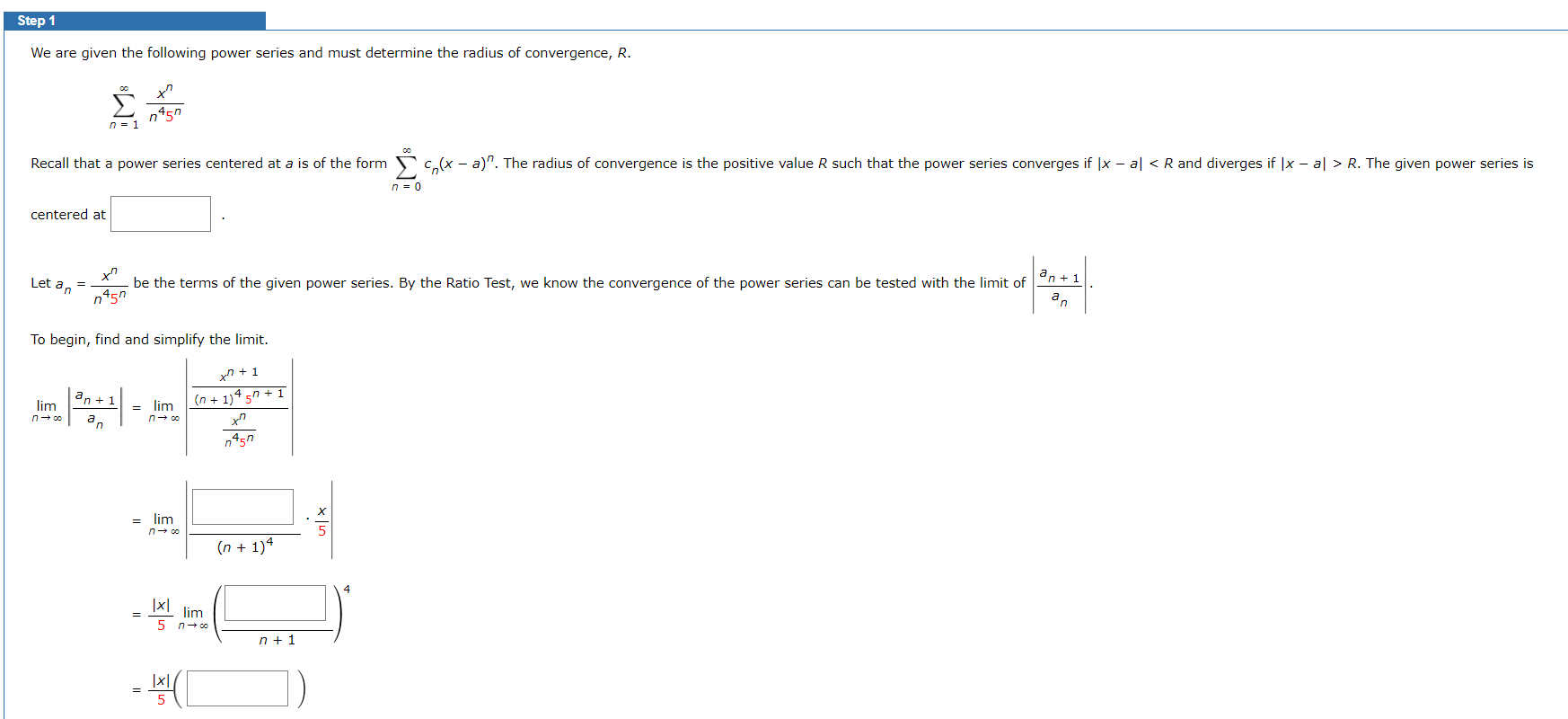 Solved We are given the following power series and must | Chegg.com
