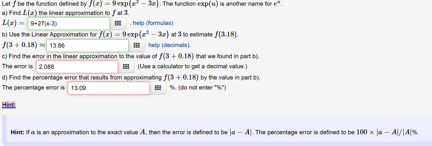 Solved Hint: If a is an ﻿approximation to ﻿the exact value | Chegg.com