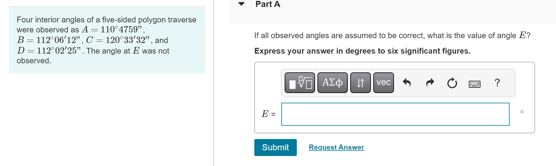 Solved Four interior angles of a five-sided polygon traverse | Chegg.com