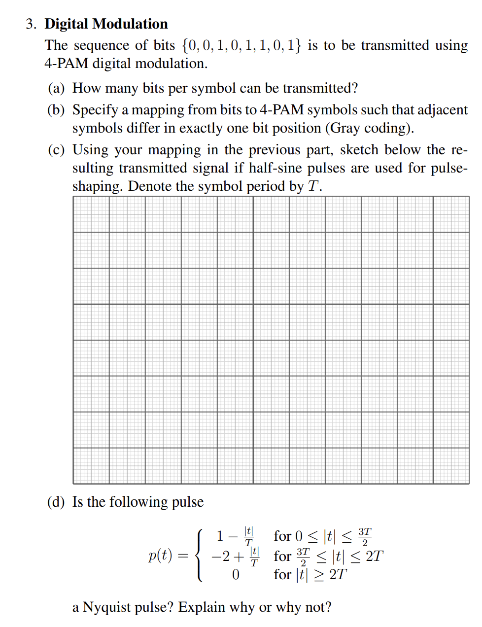 Solved 3. Digital Modulation The sequence of bits | Chegg.com