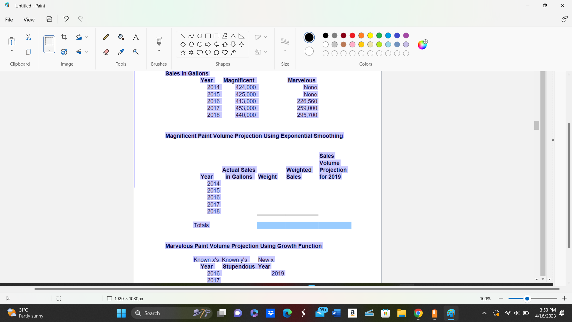 Magnificent Paint Volume Projection Using Exponential | Chegg.com