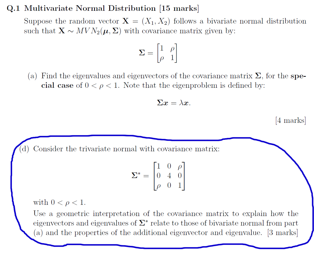 Solved Multivariate Stats Let's just do (d). (a) is for | Chegg.com