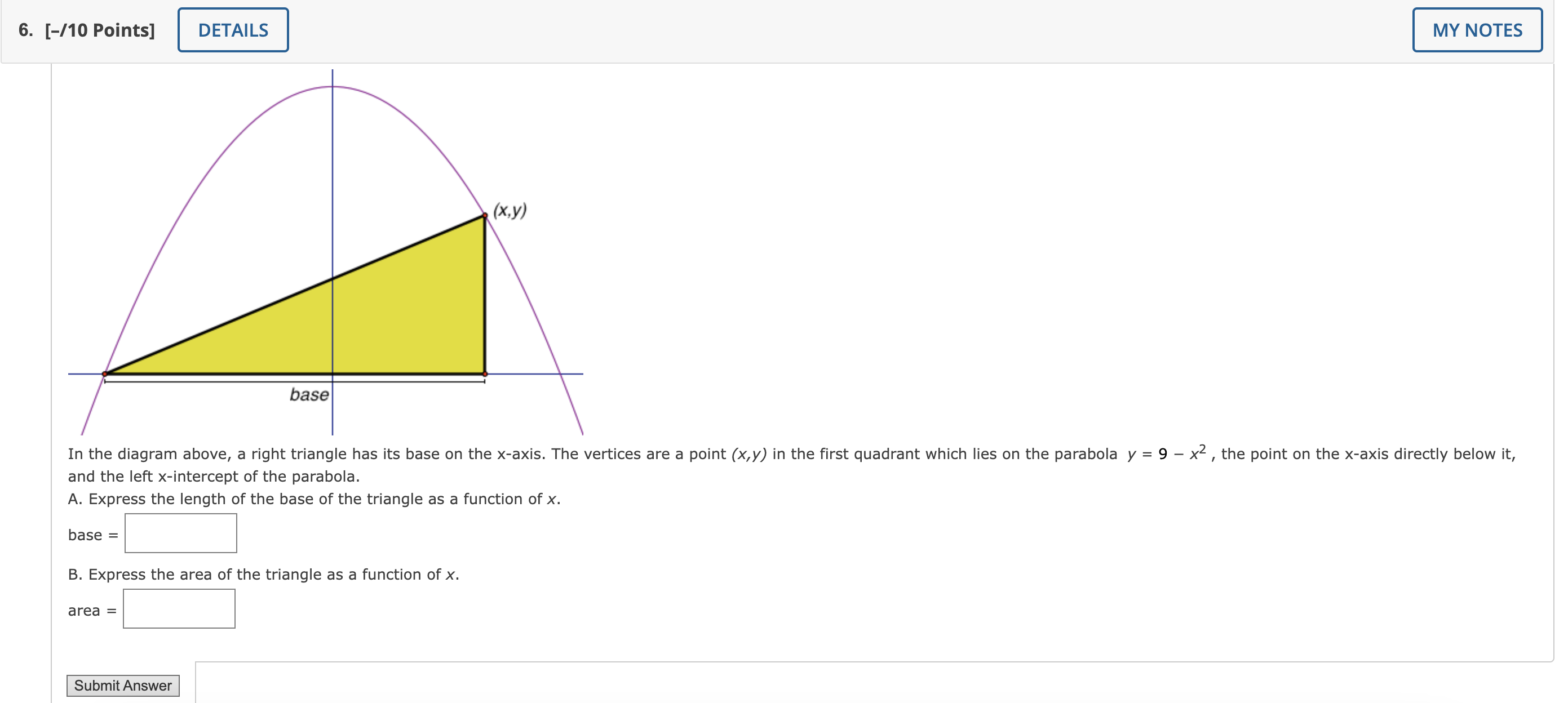 Solved and the left x-intercept of the parabola. A. Express | Chegg.com