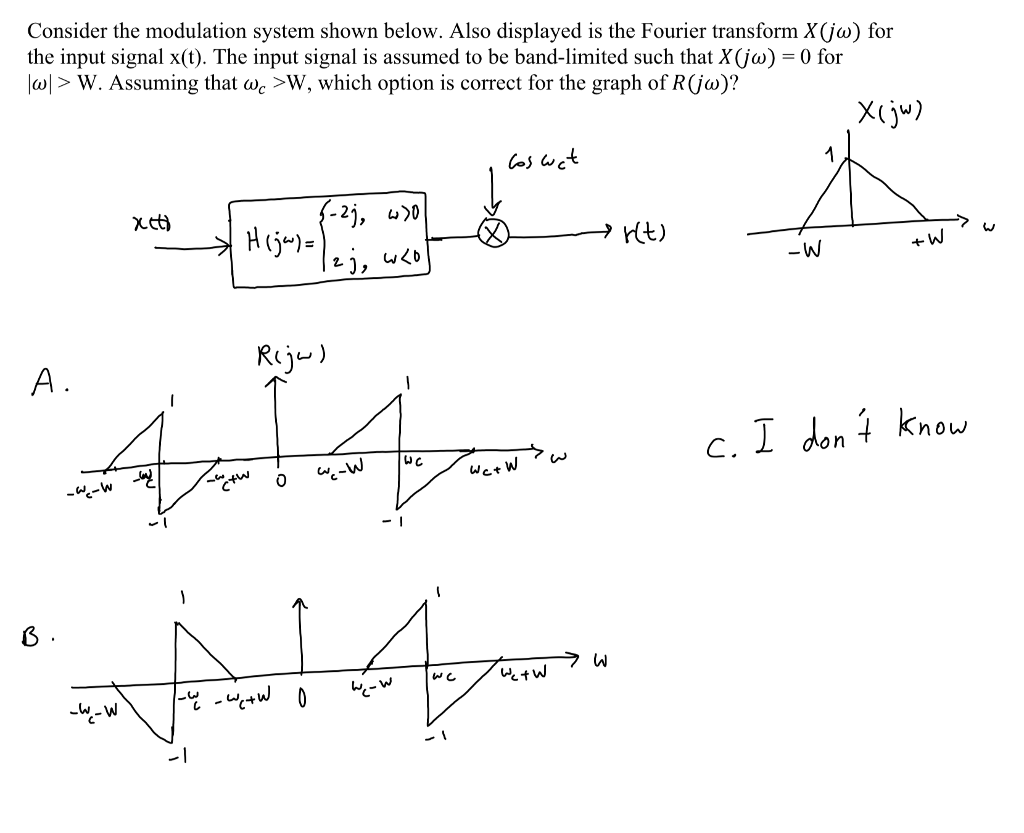 Solved Consider the modulation system shown below. Also | Chegg.com