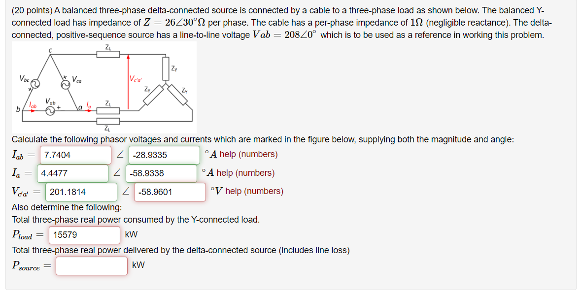 Solved (20 points) A balanced three-phase delta-connected | Chegg.com