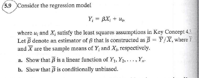 Solved 5.9 Consider the regression model where u; and X, | Chegg.com