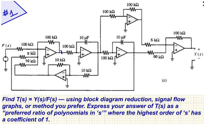 Solved Find T(s)=Y(s)/F(s)− using block diagram reduction, | Chegg.com