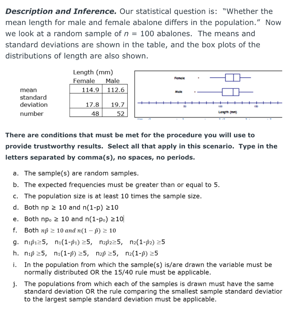Solved Description and Inference. Our statistical question | Chegg.com