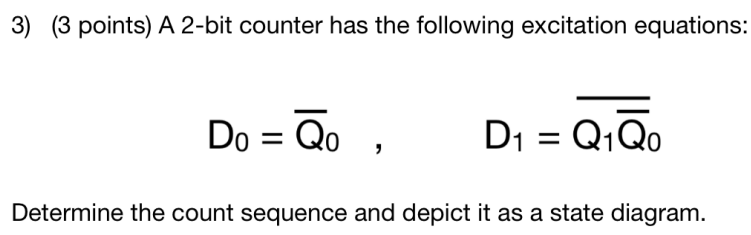 Solved (3 ﻿points) ﻿A 2-bit counter has the following | Chegg.com
