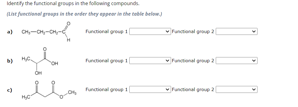Solved Identify the functional groups in the following | Chegg.com