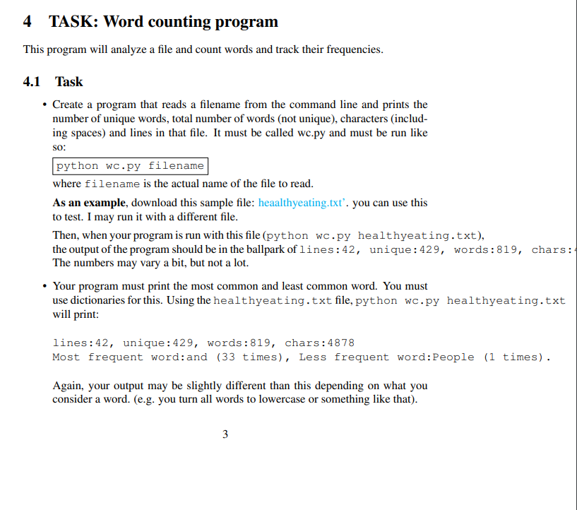 Solved 4 Task Word Counting Program This Program Will