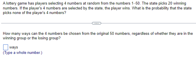 Solved A lottery game has players selecting 4 numbers at | Chegg.com