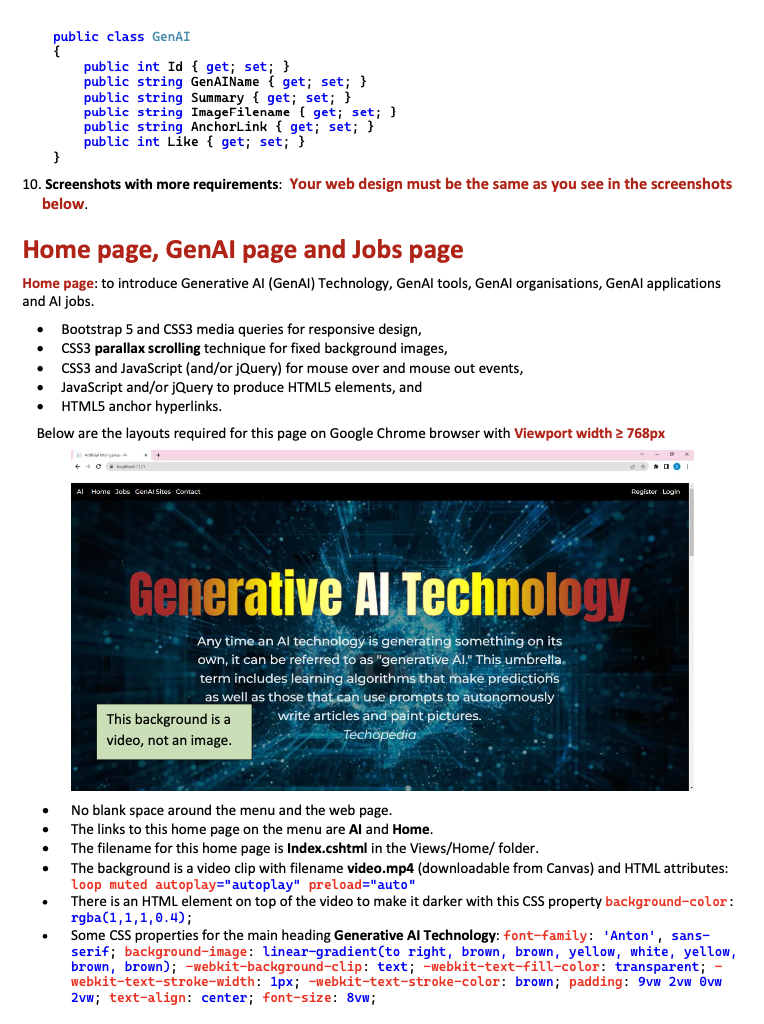 Solved public class GenAI \{ public int Id \{ get; set; \} | Chegg.com