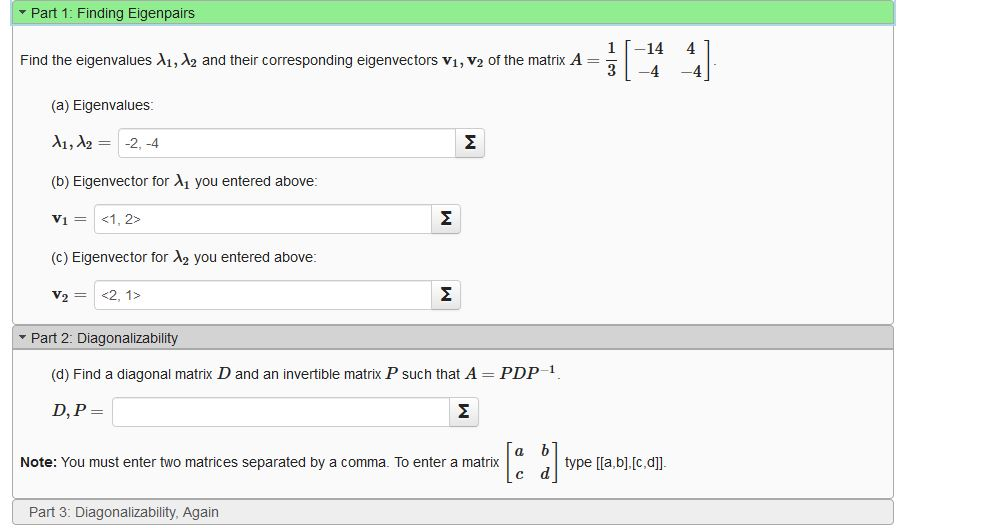 Solved Part 1: Finding Eigenpairs 1 [-14 41 Find the | Chegg.com