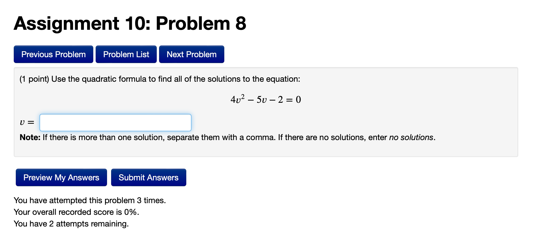 Solved (1 point) Use the quadratic formula to find all of | Chegg.com Solved (1 point) Use the quadratic formula to find all of | Chegg.com