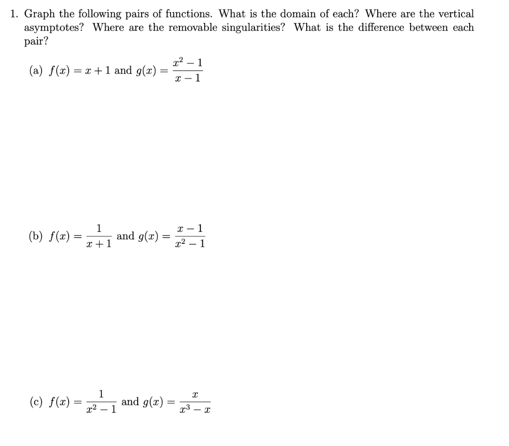 Solved 1. Graph the following pairs of functions. What is | Chegg.com