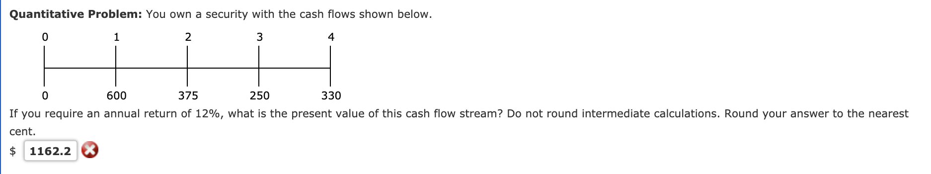 Solved Quantitative Problem: You own a security with the | Chegg.com