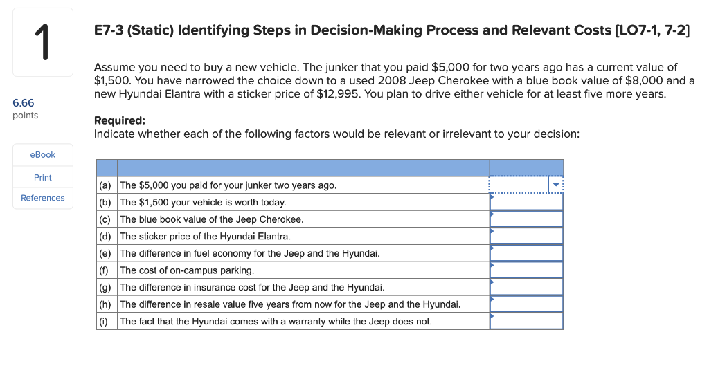 Solved 1 E7-3 (Static) ldentifying Steps in Decision-Making | Chegg.com
