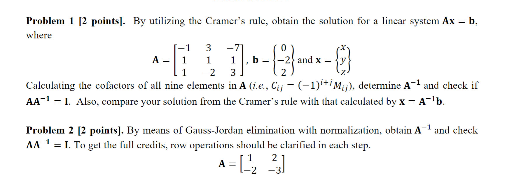Solved Problem 1 [ 2 points]. By utilizing the Cramer's | Chegg.com
