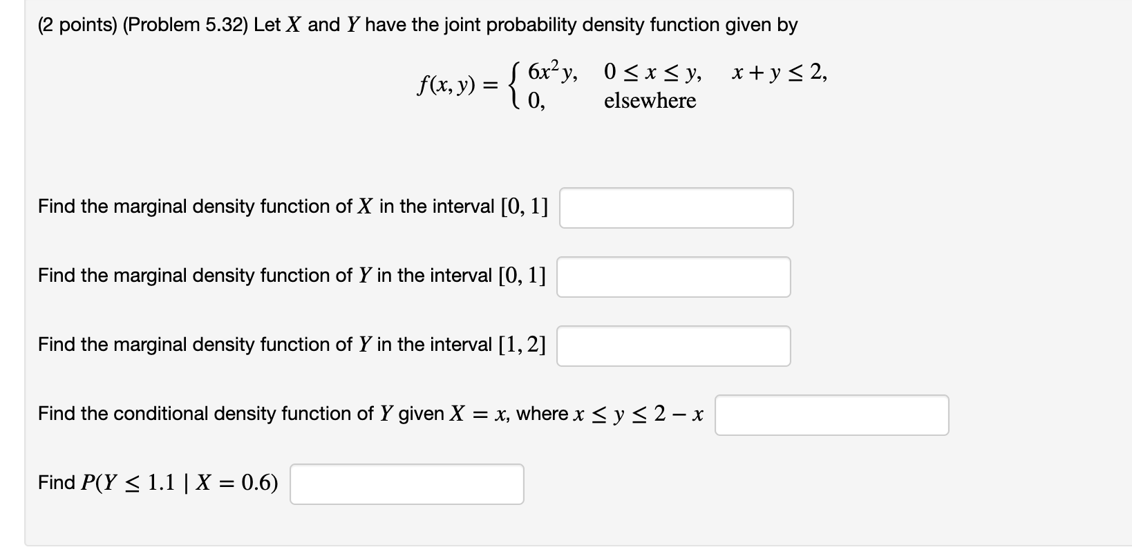 Solved (2 points) (Problem 5.32) Let X and Y have the joint | Chegg.com