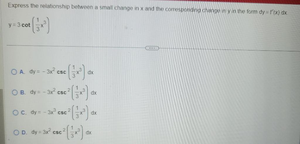 Solved Express the relationship between a small change in x | Chegg.com