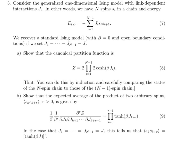 Solved 3. Consider the generalized one-dimensional Ising | Chegg.com