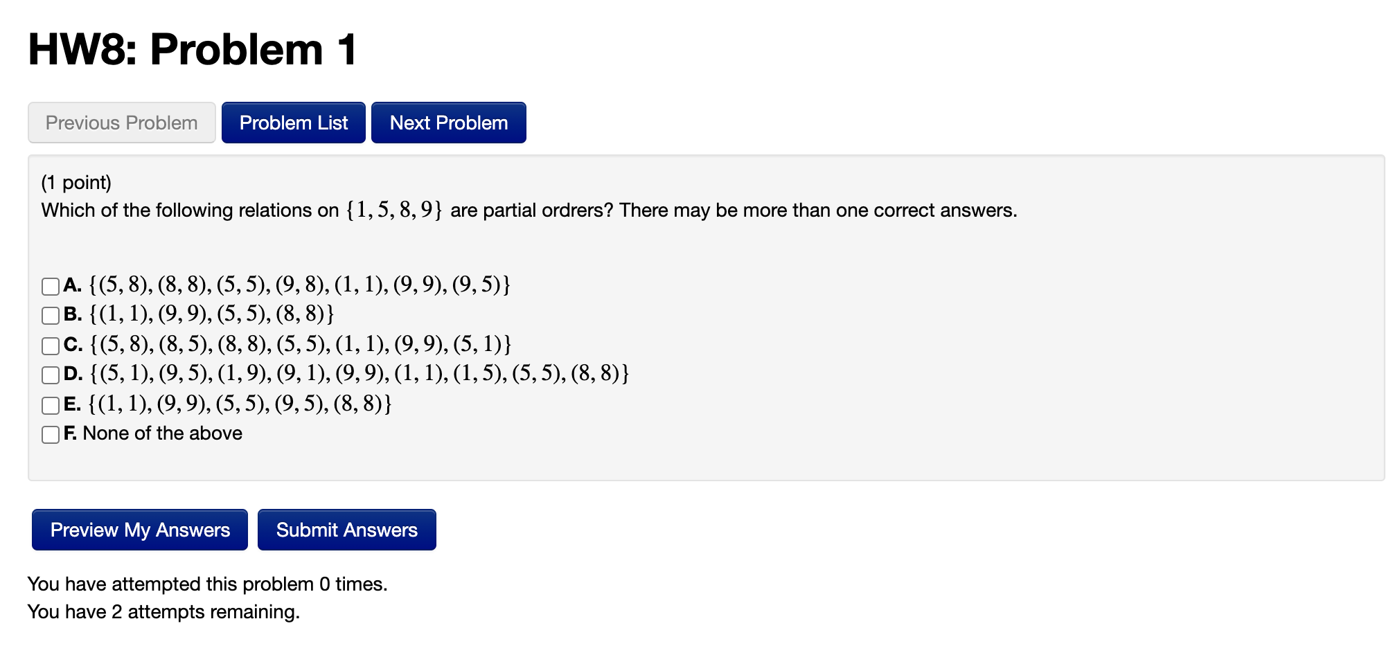 Solved HW8: Problem 1 Previous Problem Problem List Next | Chegg.com