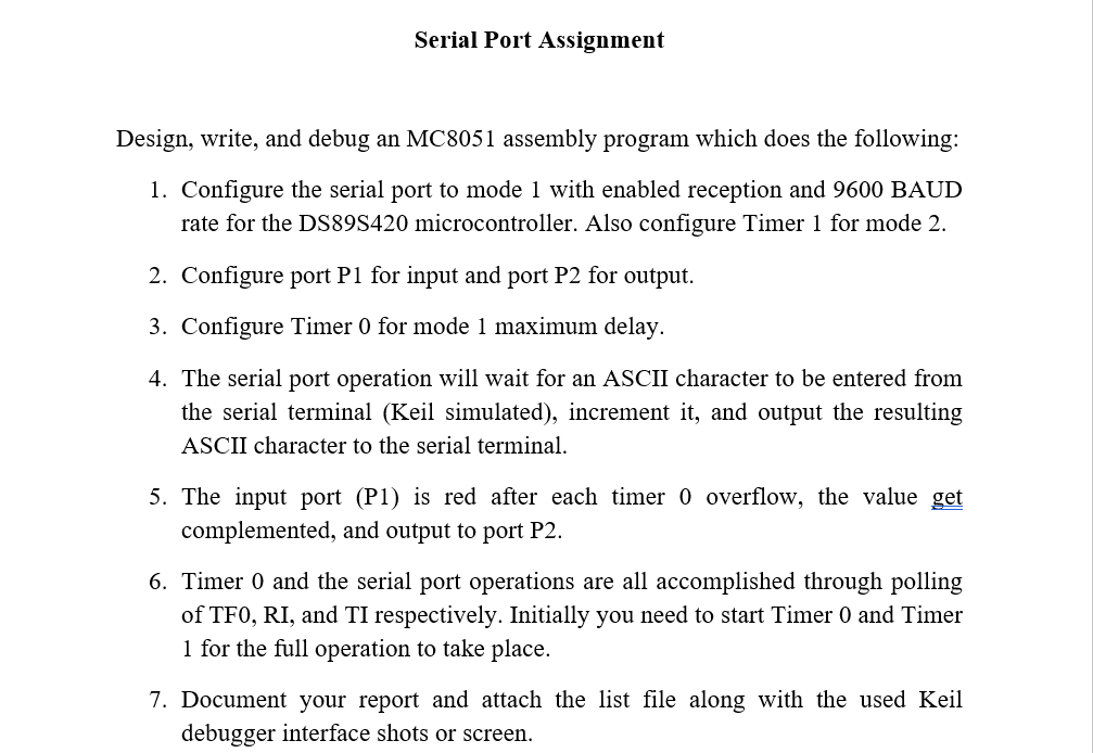 Design, write, and debug an MC8051 assembly program | Chegg.com