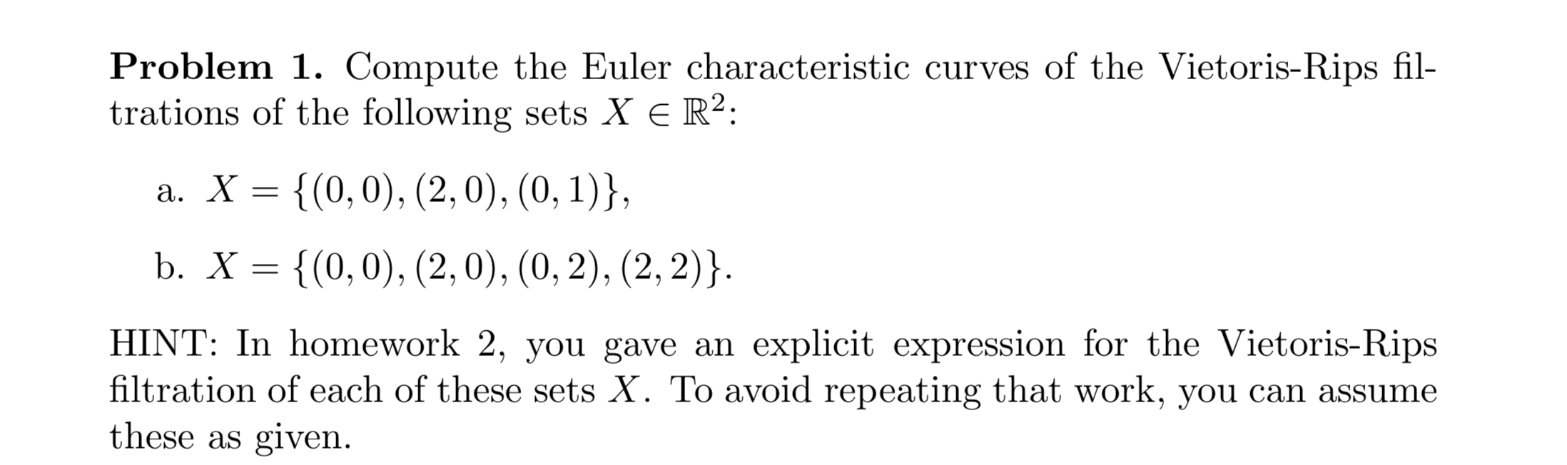 Solved Problem 1. Compute the Euler characteristic curves of | Chegg.com