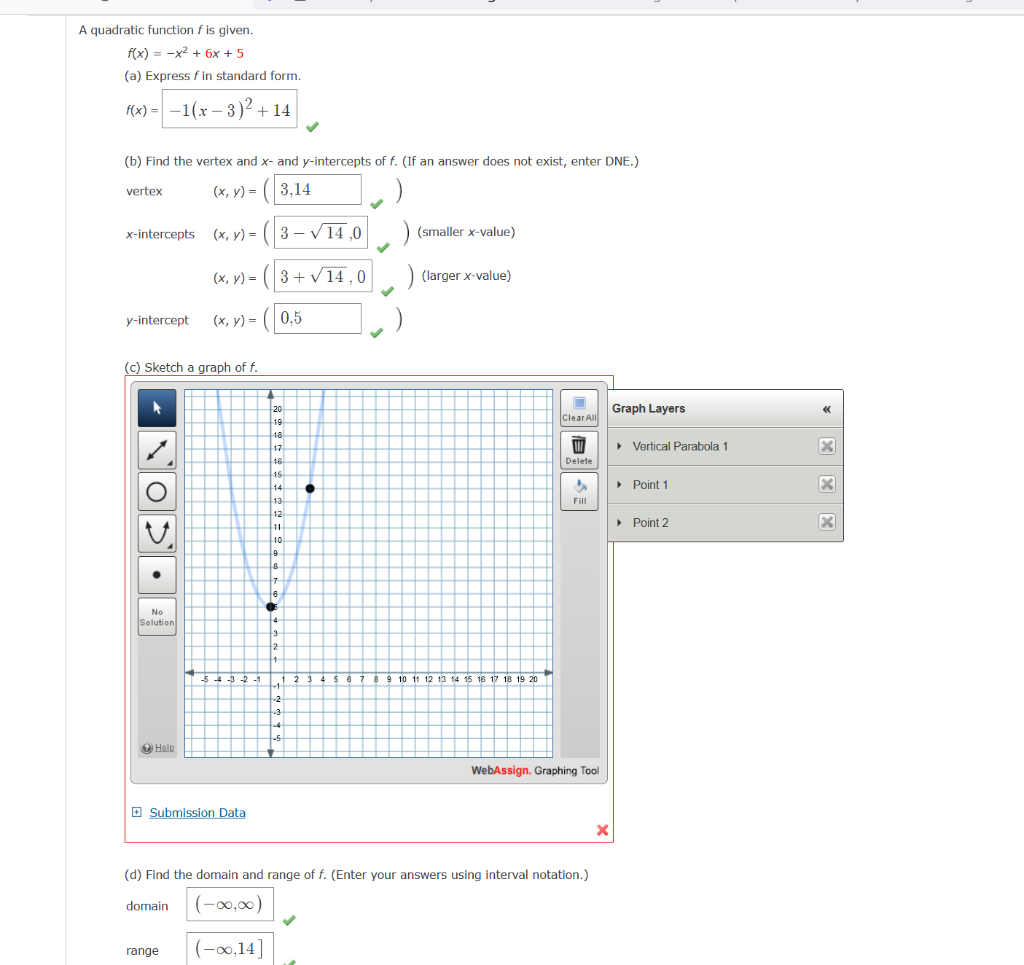 Solved A quadratic function f is given. f(x)=−x2+6x+5 (a) | Chegg.com