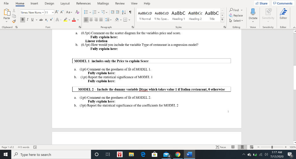 Solved File Home Insert Design Layout References Mailings | Chegg.com