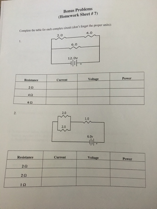 Solved Complete the table for each complex circuit (don't | Chegg.com