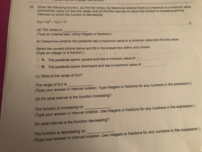 Solved 25. Given the following function, (a) find the | Chegg.com