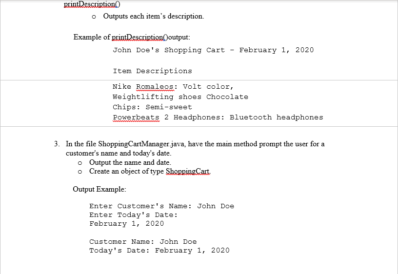 Solved HOMEWORK PROJECT #1 - SHOPPING CART Part I. Create | Chegg.com