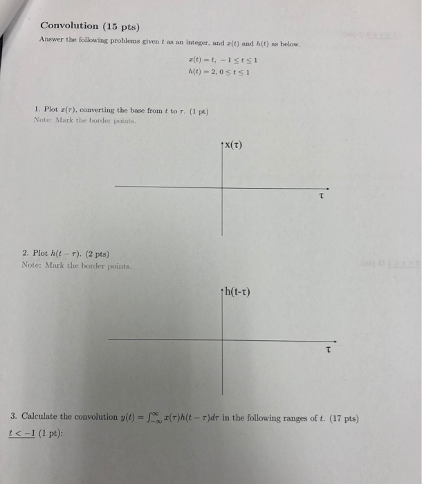 Solved Convolution (15 pts) Answer the following problems | Chegg.com