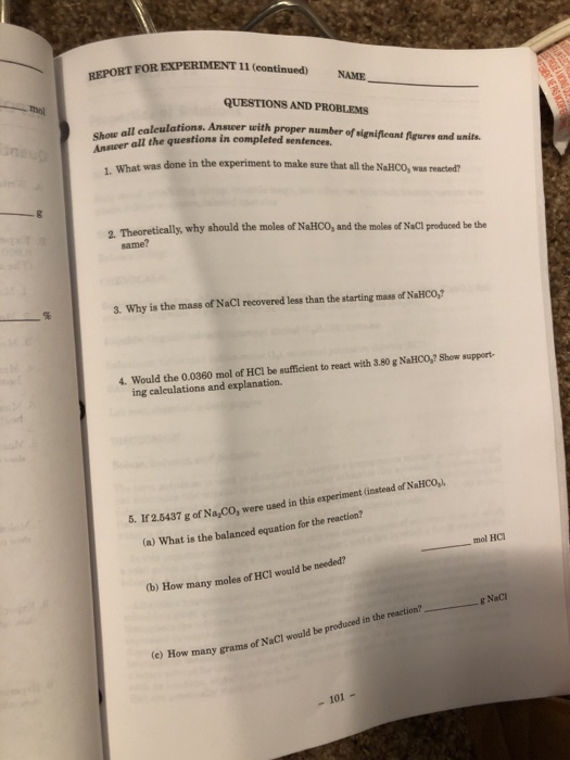 Solved Quantitative Preparation of Sodium Chloride A. Write | Chegg.com
