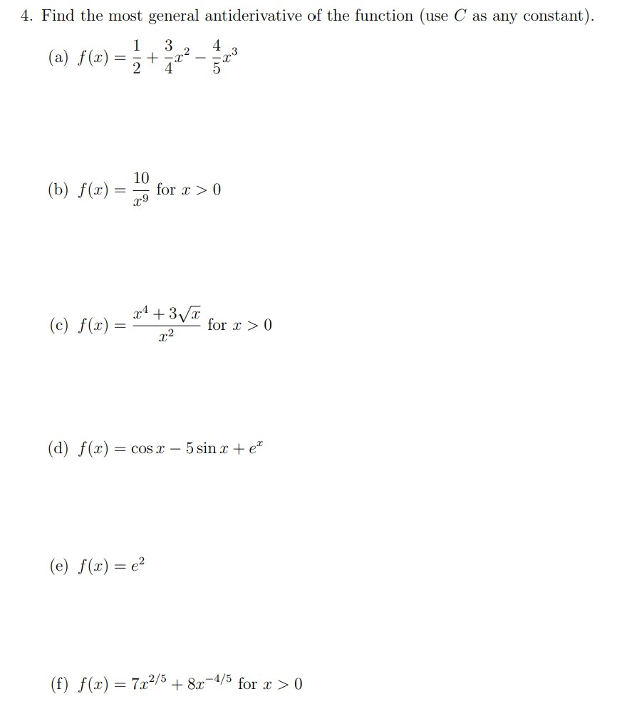 Solved Find the most general antiderivative of the function | Chegg.com Solved Find the most general antiderivative of the function | Chegg.com