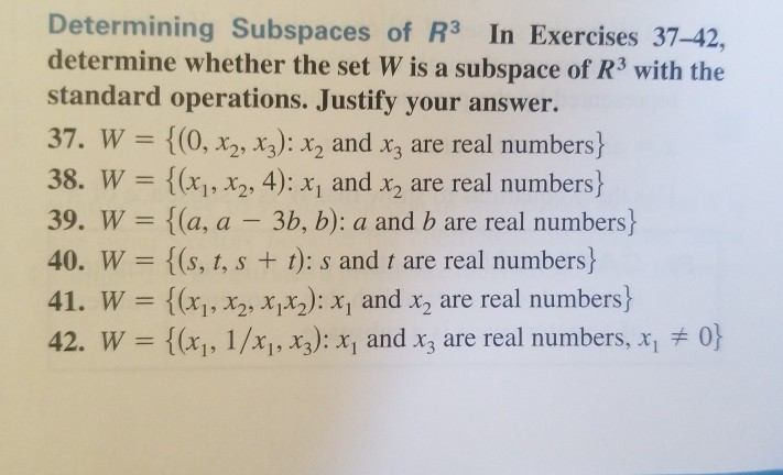 Solved Determining Subspaces of R3 In Exercises 37-42, | Chegg.com