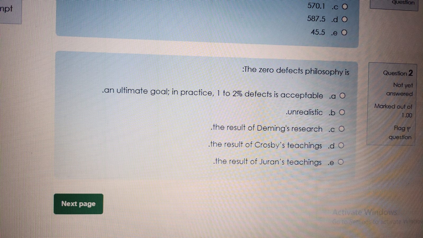 Solved :The zero defects philosophy is.an ultimate goal; in | Chegg.com