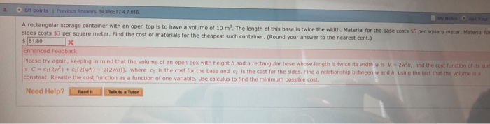 Solved a rectangular storage container with an open top is | Chegg.com