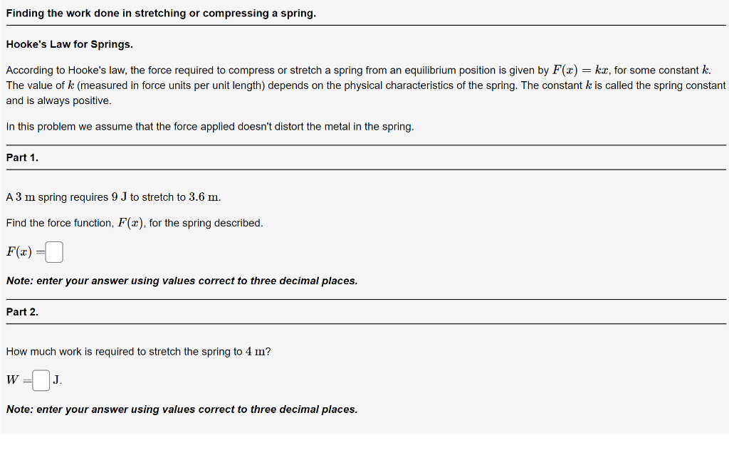 Solved Hooke's Law for Springs. According to Hooke's law, | Chegg.com