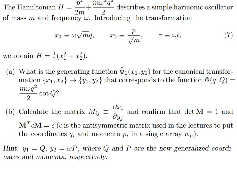 Solved The Hamiltonian H+ of mass m and frequency w. | Chegg.com