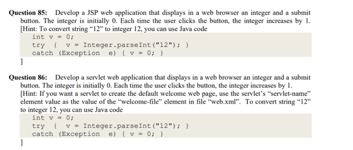 Solved Question 85: Develop a JSP web application that | Chegg.com