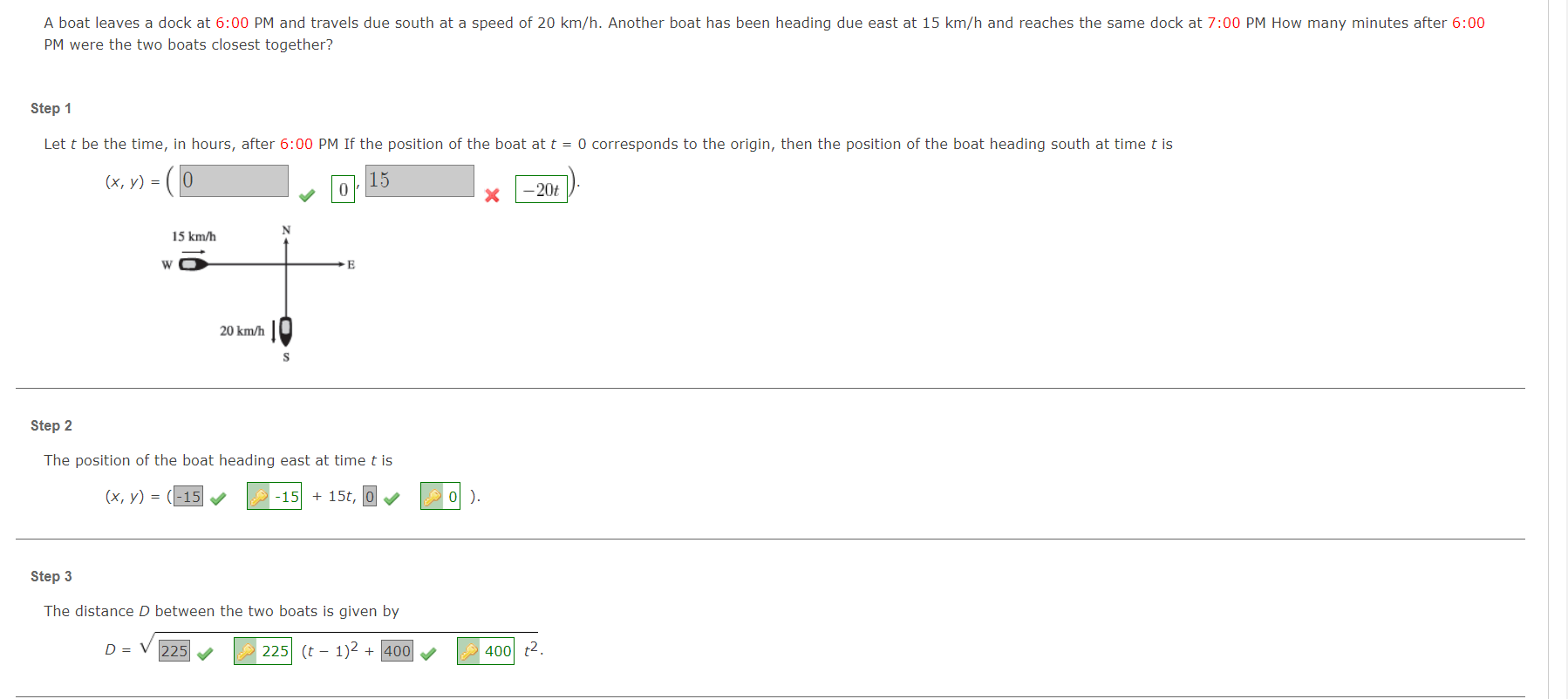 Solved (x,y)=(0; Step 2 The position of the boat heading | Chegg.com