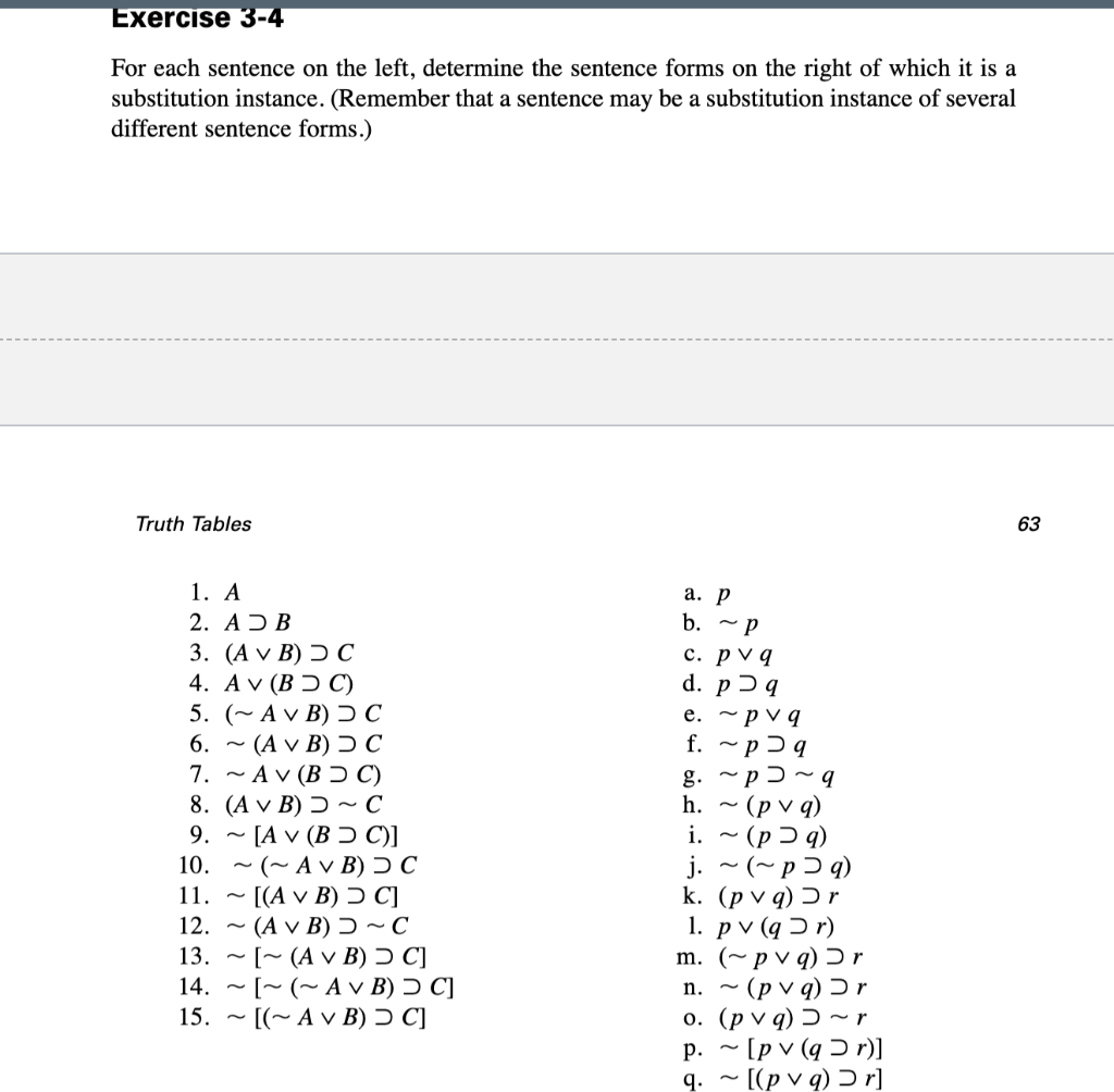 Solved LIST ALL OF THE THE SENTENCE FORMS (in exercise 3-4, | Chegg.com
