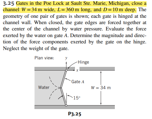 Solved 3.25 Gates in the Poe Lock at Sault Ste. Marie, | Chegg.com