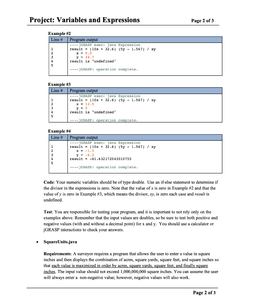 Solved Project: Variables and Expressions Page 1 of 3 | Chegg.com