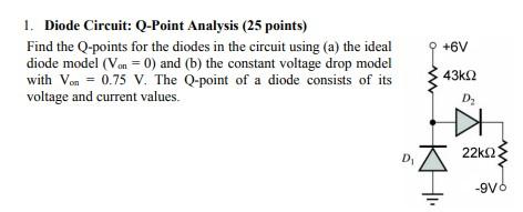 Solved 1. Diode Circuit: Q-Point Analysis (25 points) Find | Chegg.com