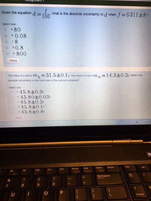 Solved Given the equation d what is the absolute uncertainty | Chegg.com